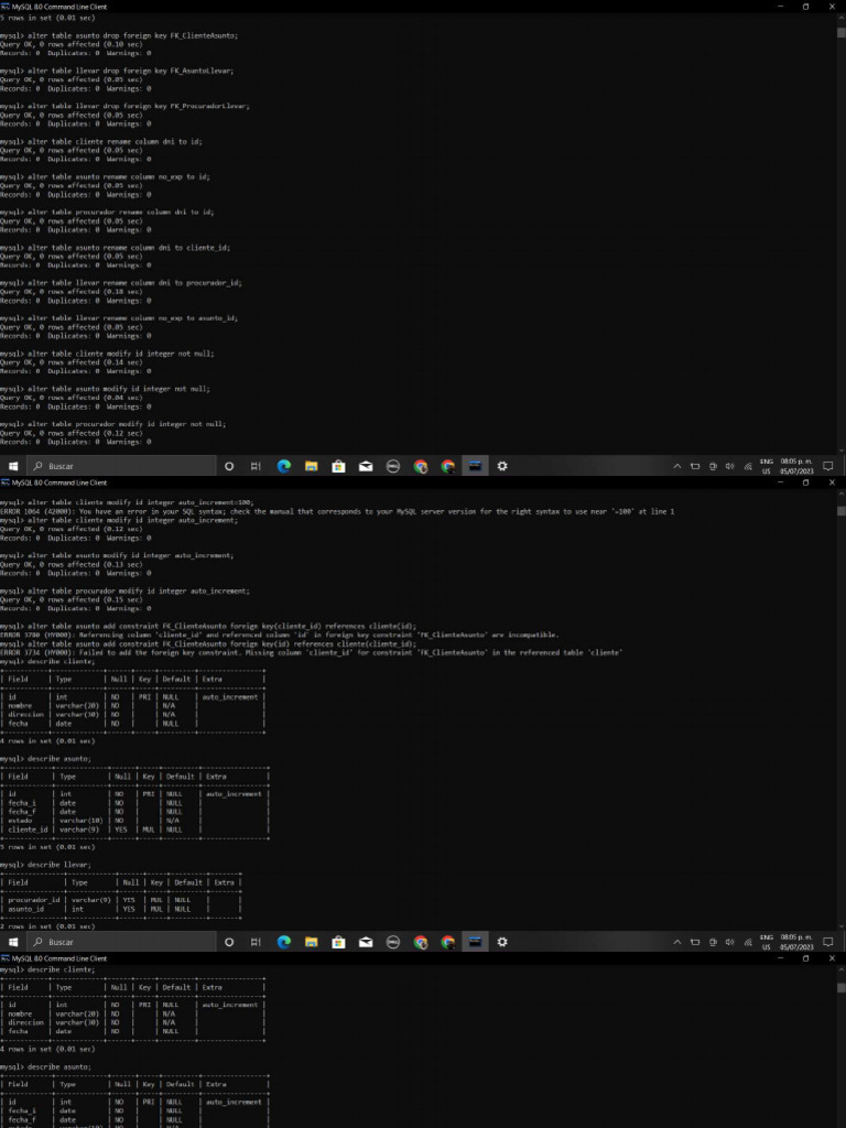 Ejercicio 3 SQL DDL ALTER DROP Gabinete de Abogados | PDF