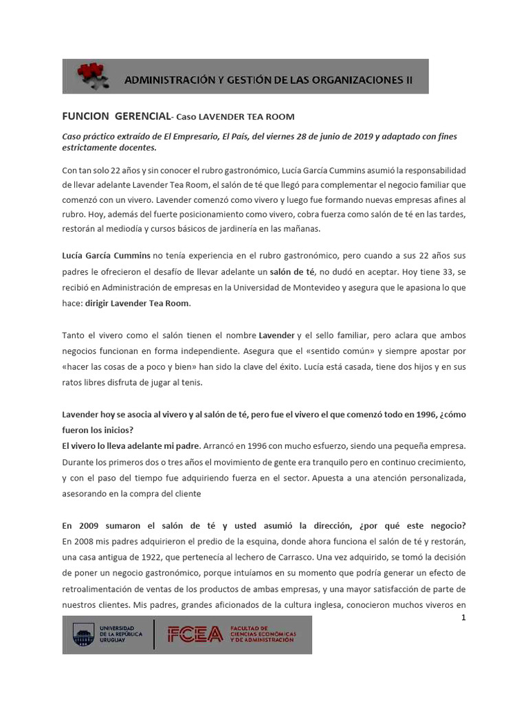 Ut1 - Funcion Gerencial - Practico Lavender | PDF | Cliente