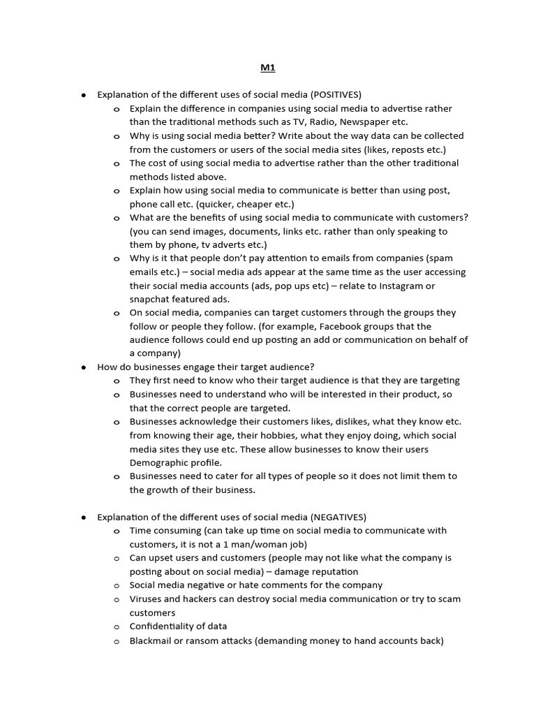 M1 | PDF | Popular Culture & Media Studies | Social Media