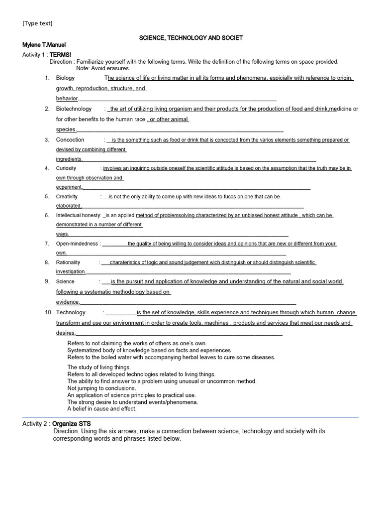 STS Activity 1 | PDF | Science | Knowledge