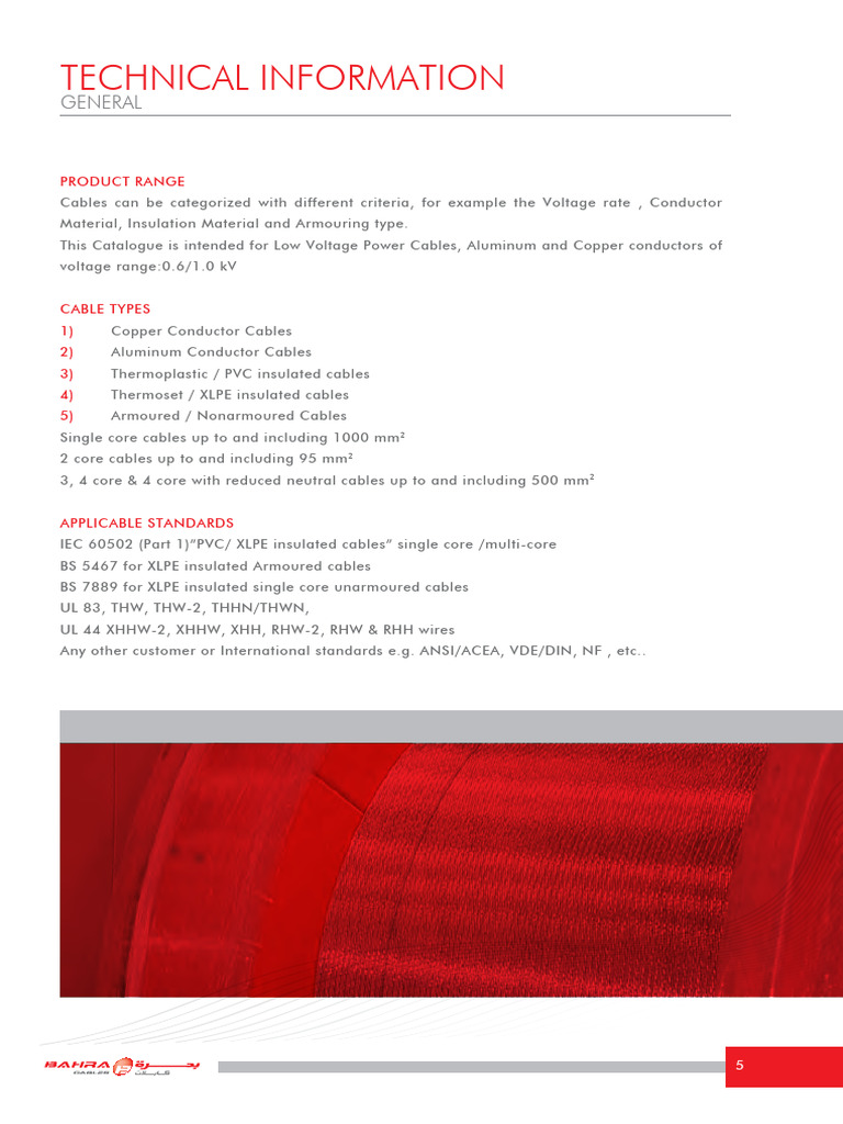 Bahra Cables-Technical Sheets | PDF | Electrical Wiring | Electrical ...
