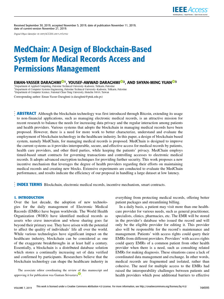 Medchain: A Design of Blockchain-Based System For Medical Records Access and Permissions ...