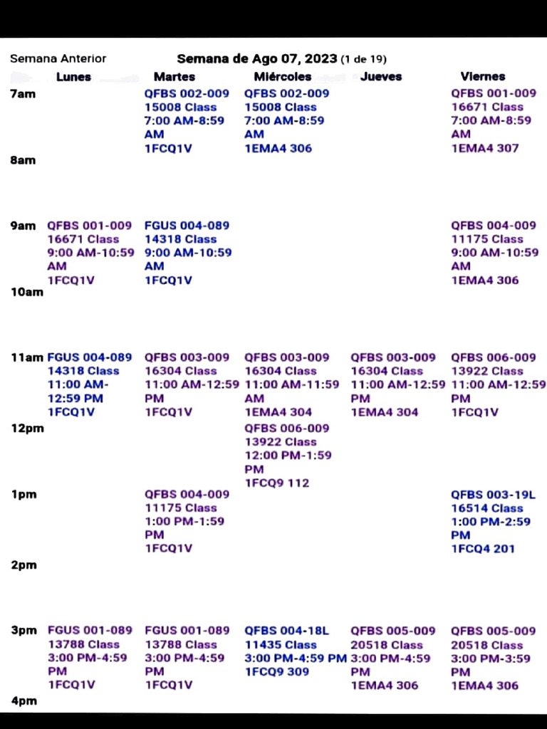 Horario de QFB BUAP 2023 | PDF