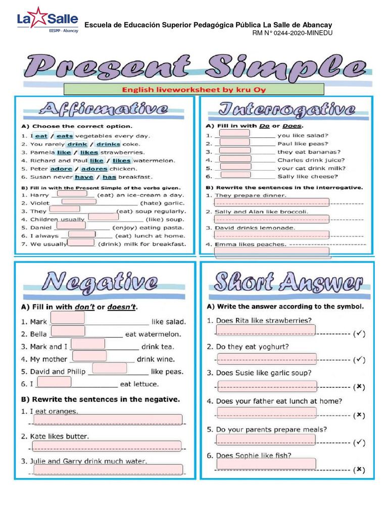 Semana 6 Presente Simple Tarea | PDF