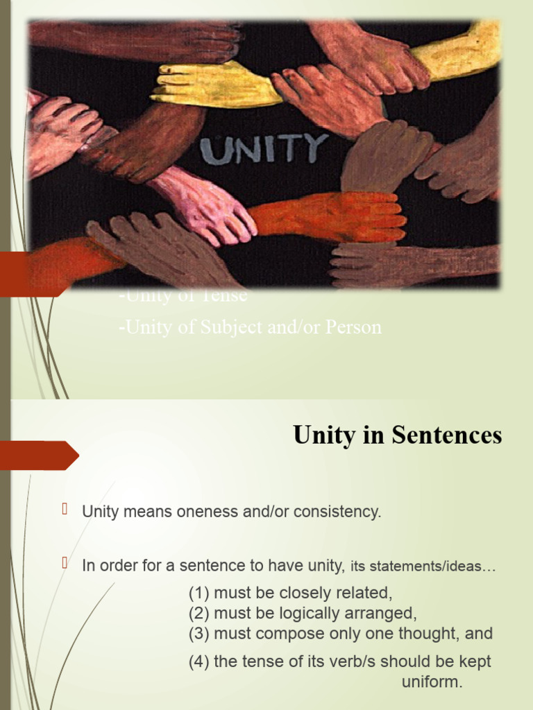 Unity in Sentences | PDF | Perfect (Grammar) | Grammatical Tense