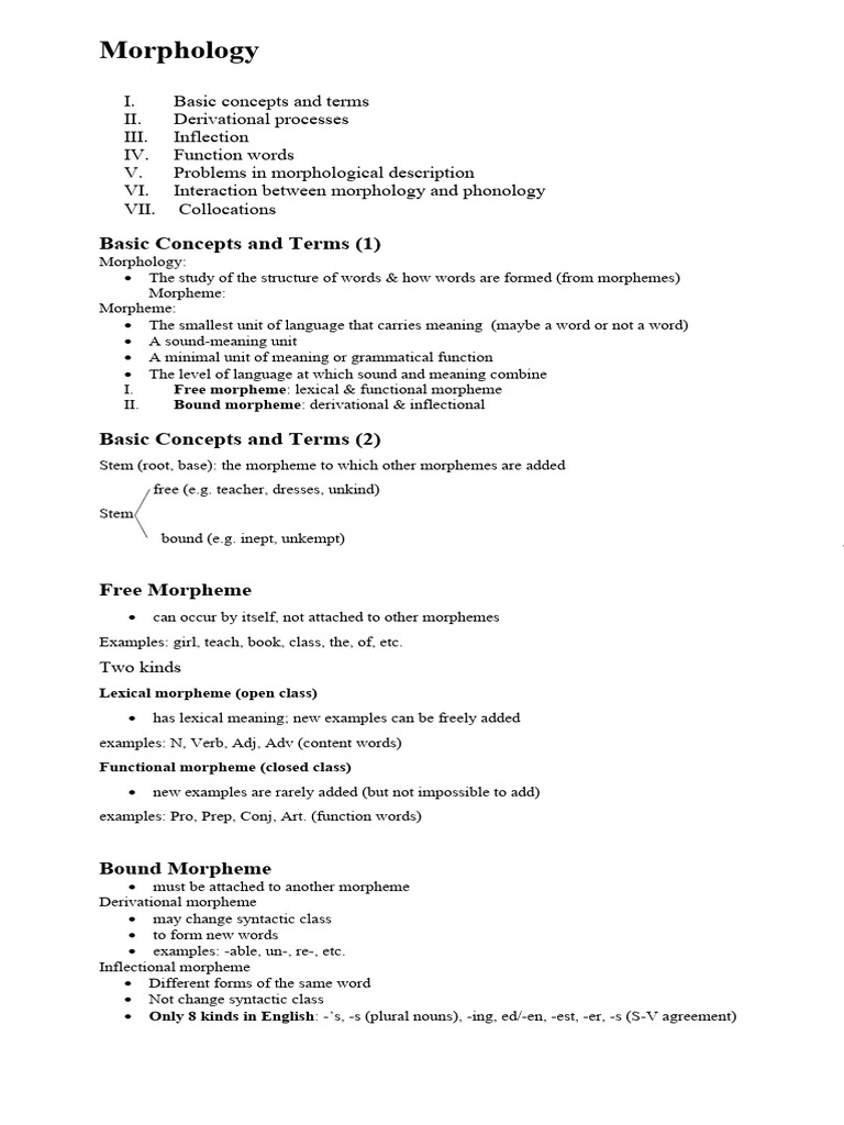 Morphology | PDF | Word | Morphology (Linguistics)