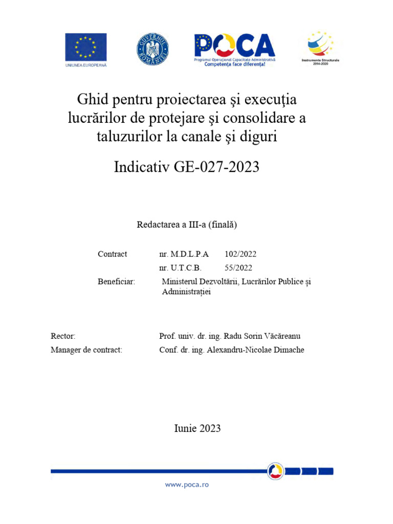 Ghid Pentru Proiectarea Şi Execuţia Lucrărilor de Protejare Şi Consolidare A Taluzurilor La ...