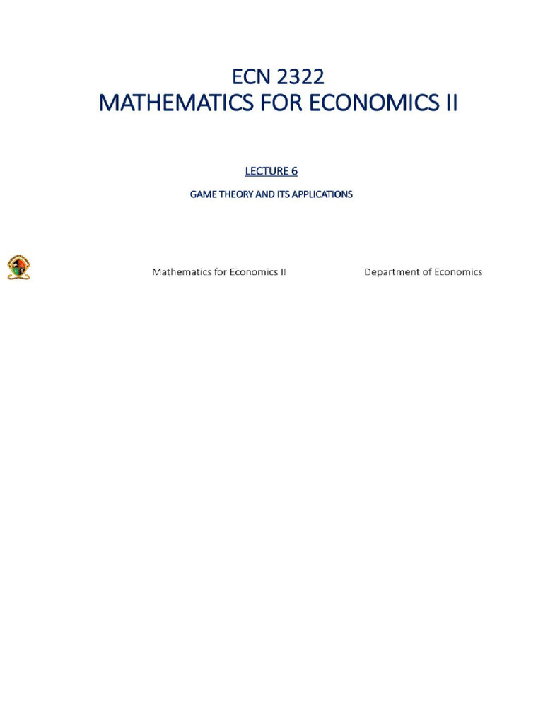 Lecture 6 Math Game Theory | PDF Lecture 6 Math Game Theory | PDF