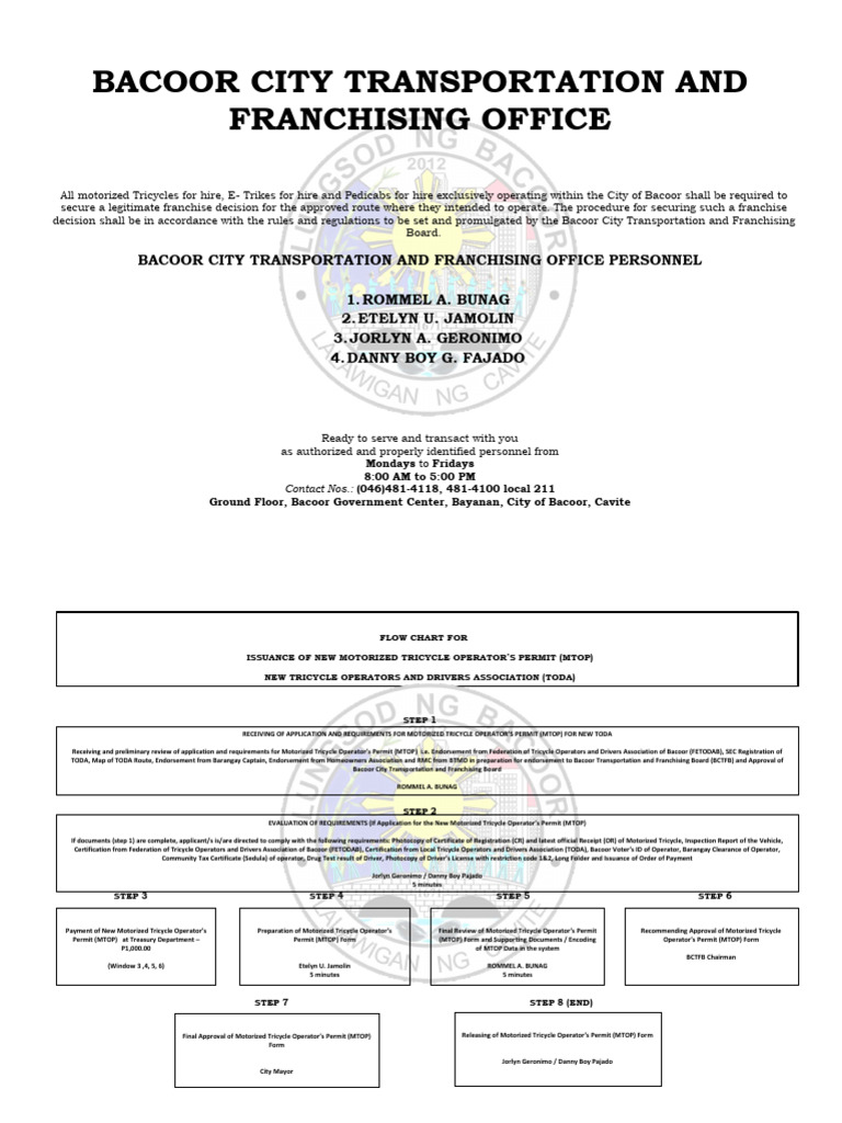Bacoor City Transportation and Franchising Office | PDF | Driver's ...