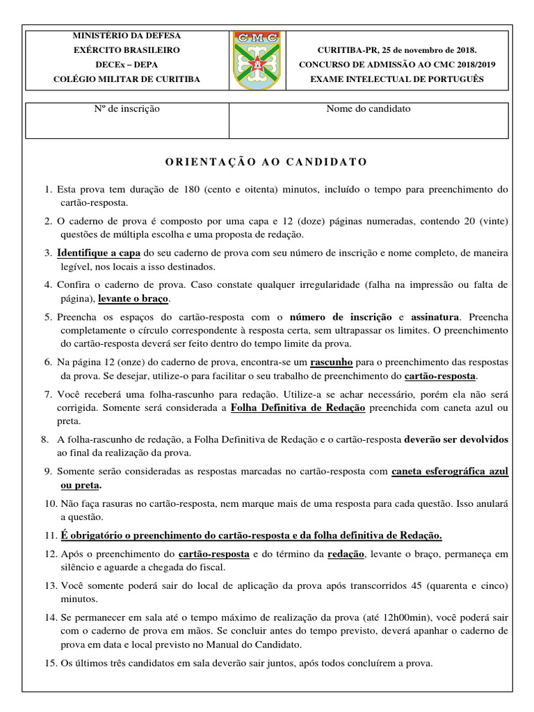 CMC 2018 2019 Portugues Fundamental | PDF