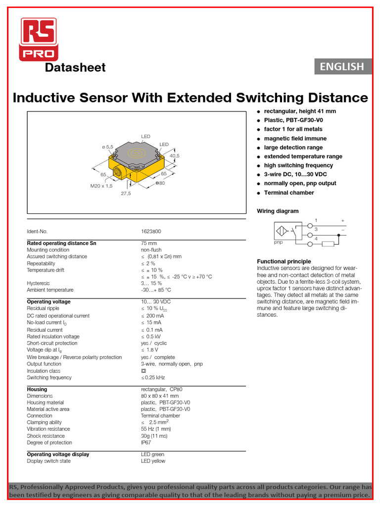 Inductive Sensor With Extended Switching Distance: Datasheet | PDF ...