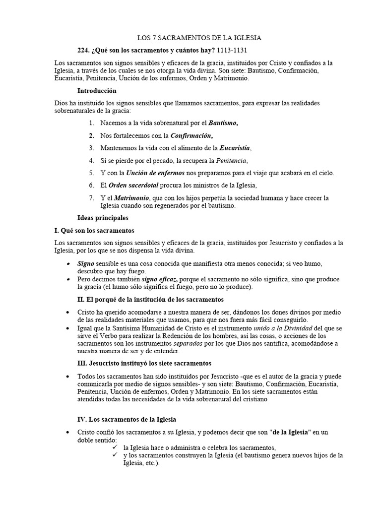 Los 7 Sacramentos de la Iglesia Católica | PDF | Sacramentos | Confirmación