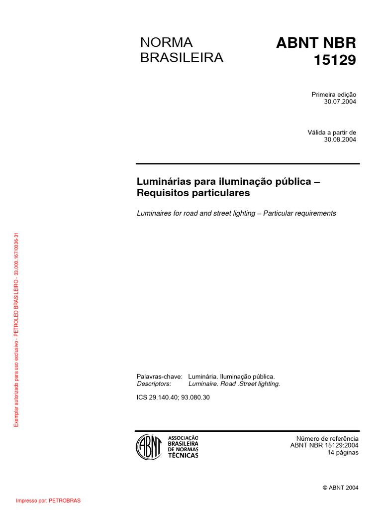 Requisitos para Luminárias Públicas | PDF | Iluminação pública | Oscilação