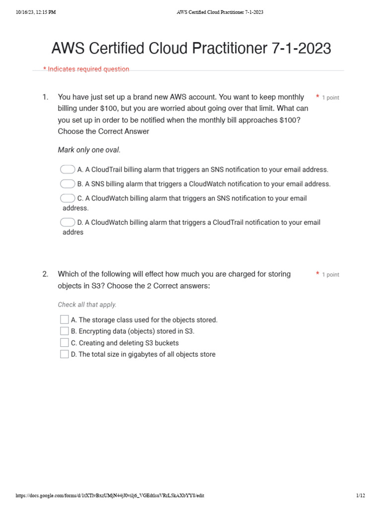 AWS Certified Cloud Practitioner 7-1-2023 | PDF | Amazon Web Services ...