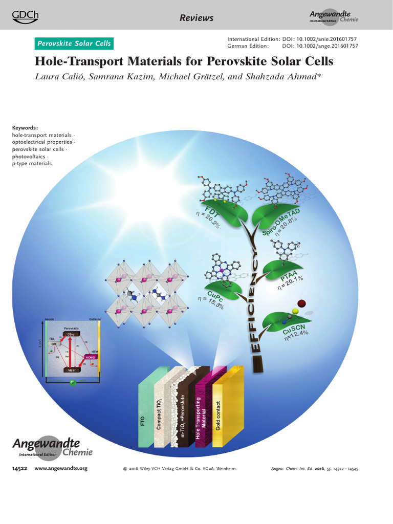 (A) Hole Transport Materials For Perovskite Solar Cells | PDF ...
