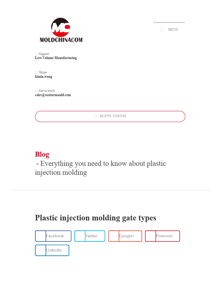 Types of Injection Molding Gates | PDF | Plastic | Stress (Mechanics)