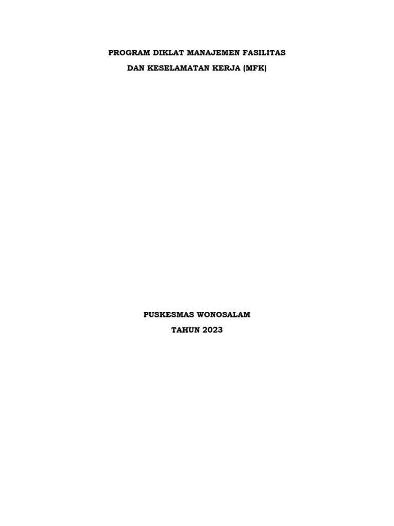 Program Diklat MFK 2023 | PDF