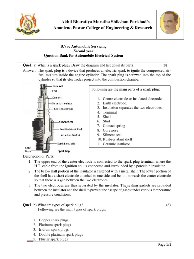 Automobile Electrical System Questions With Answers | PDF | Ignition ...