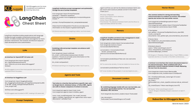 Langchain Cheat Sheet Kdnuggets Pdf Information Retrieval Information Technology 