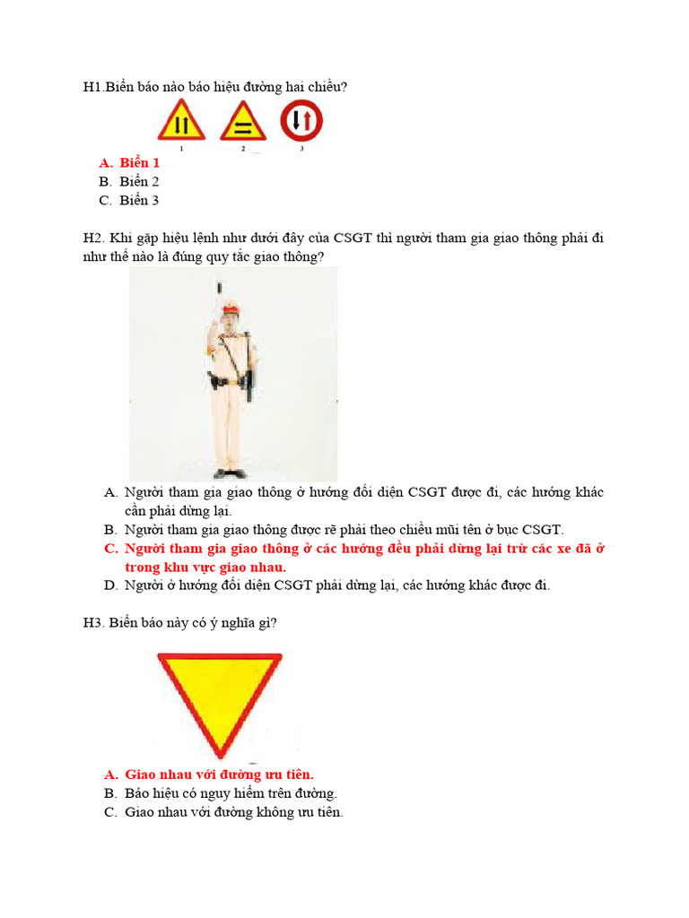 LVC-ATGT - A - P-A - N-1-1.docx Filename - UTF-8''LVC-ATGT-ĐÁP-ÁN-1-1 | PDF