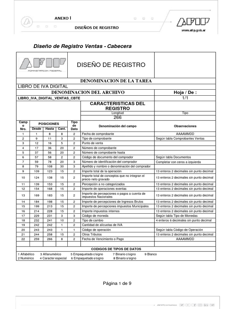 Libro Iva Digital Diseno Registros | PDF