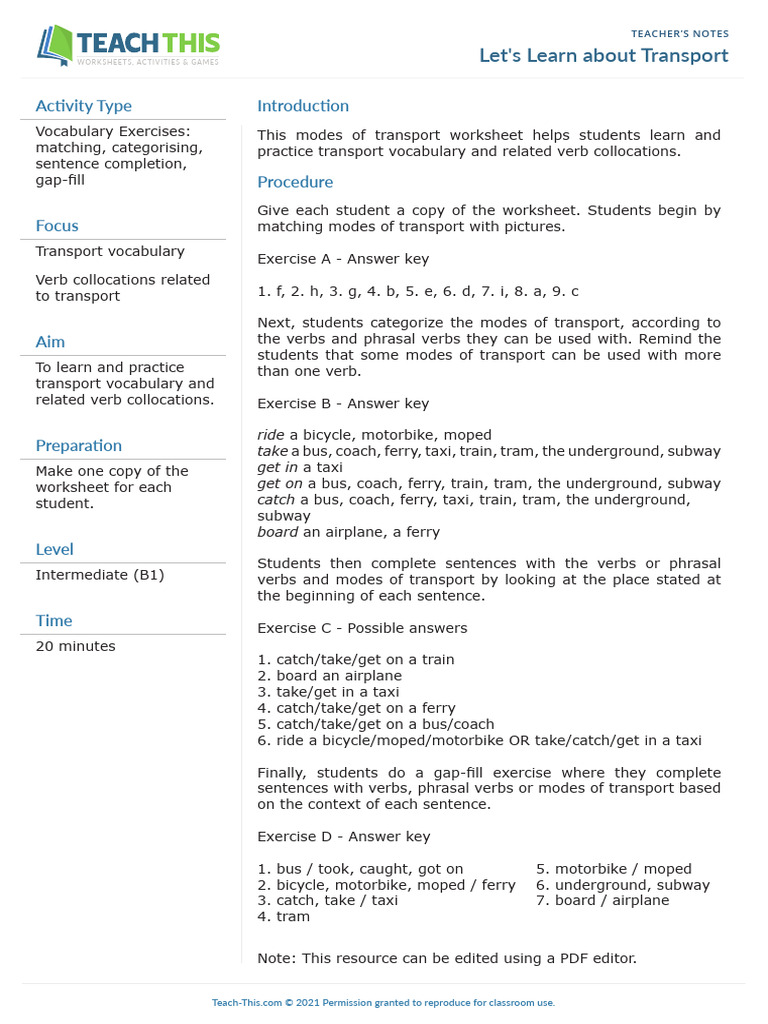 Lets Learn About Transport | PDF | Transport | Public Transport