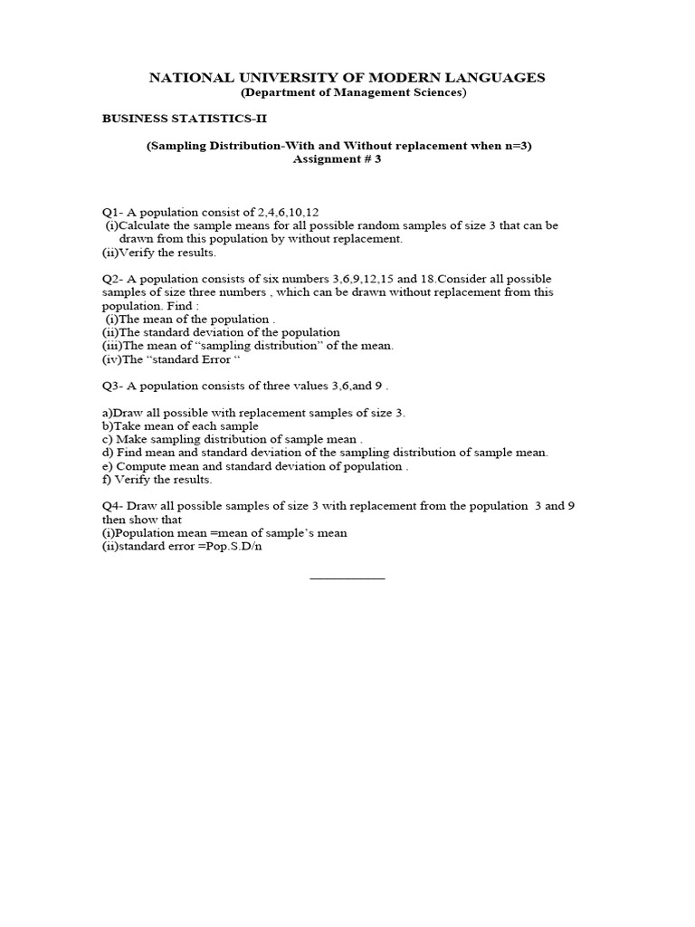 Sampling Distributions: With vs Without Replacement | PDF