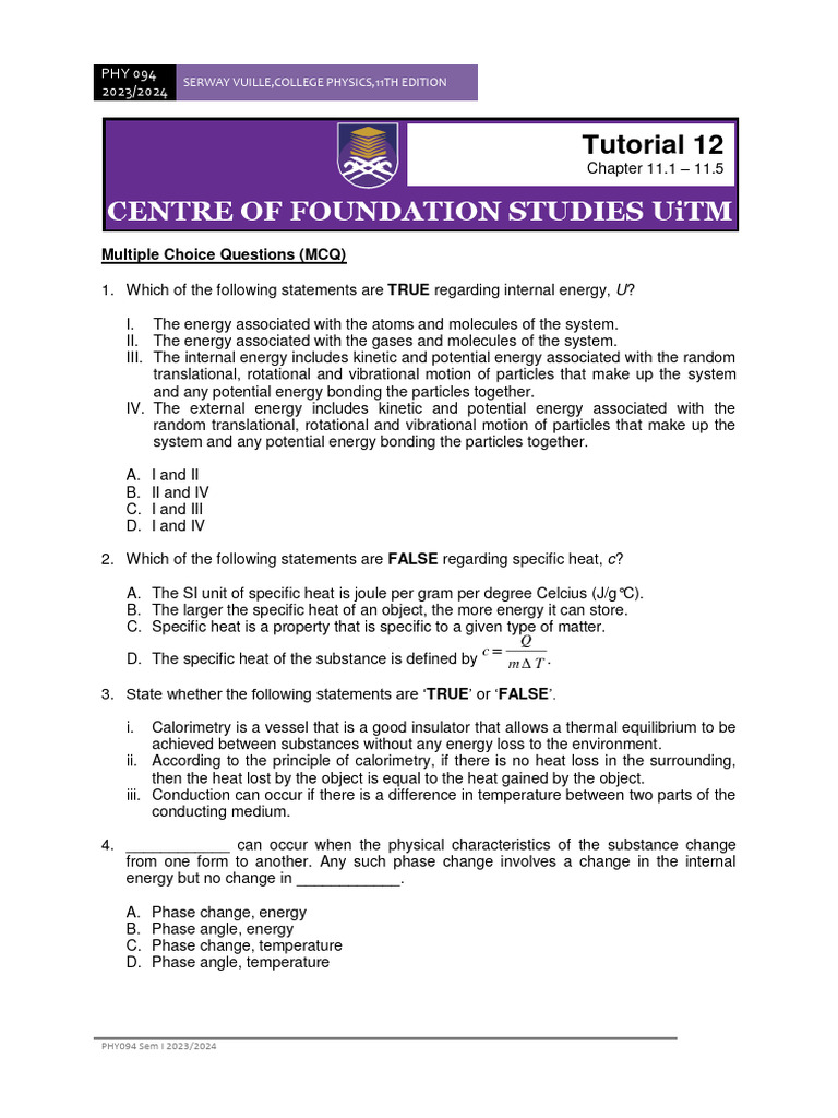 Tutorial 12 - Q | PDF