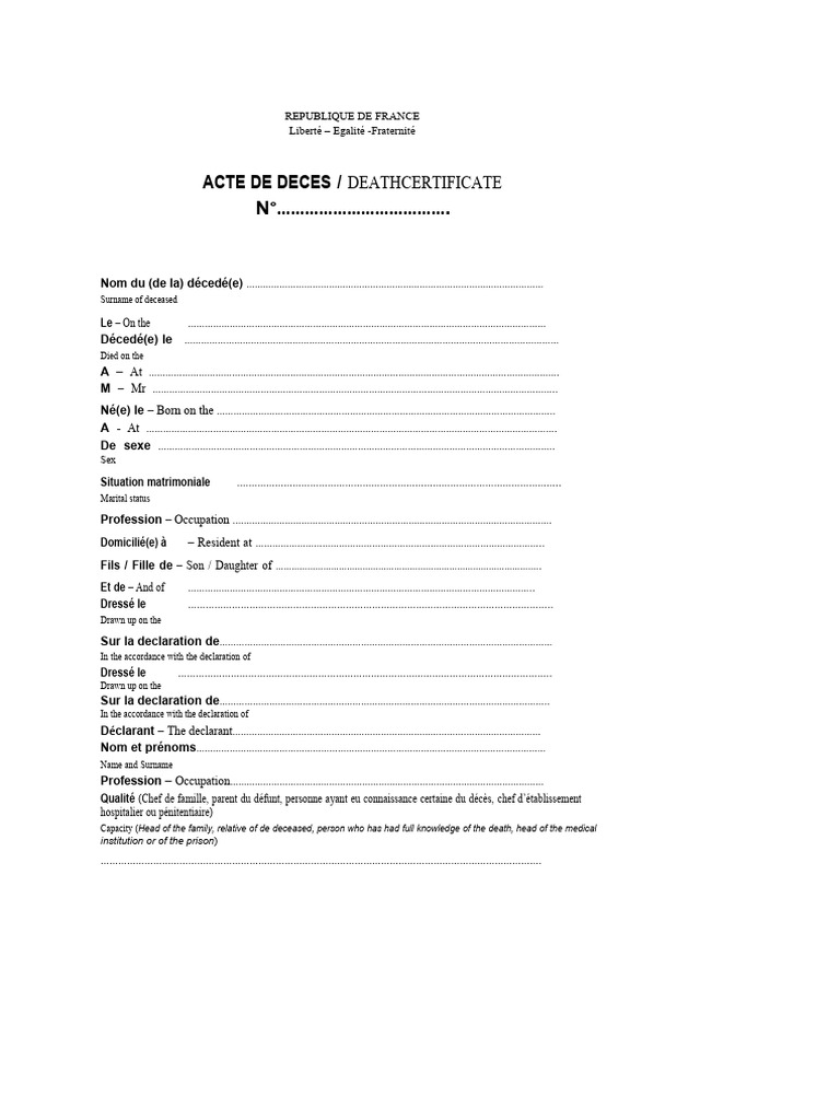 Modele Acte de Deces | PDF