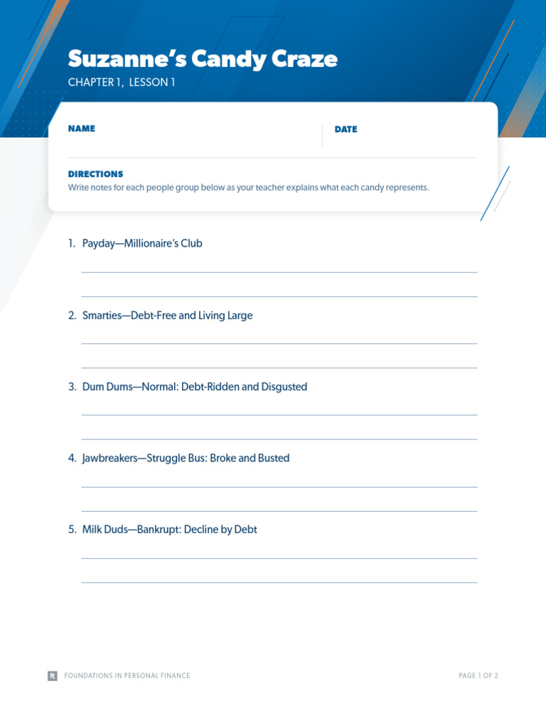 Suzanne's Candy Craze: Chapter 1, Lesson 1 | PDF