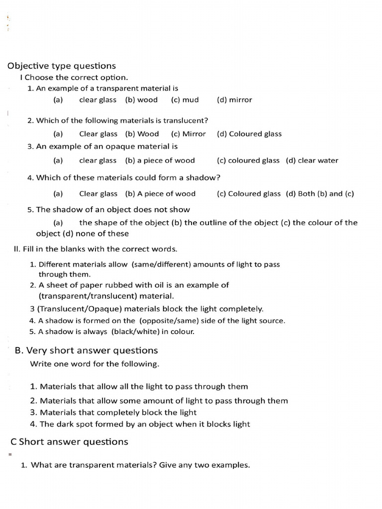 Science - Worksheet | PDF