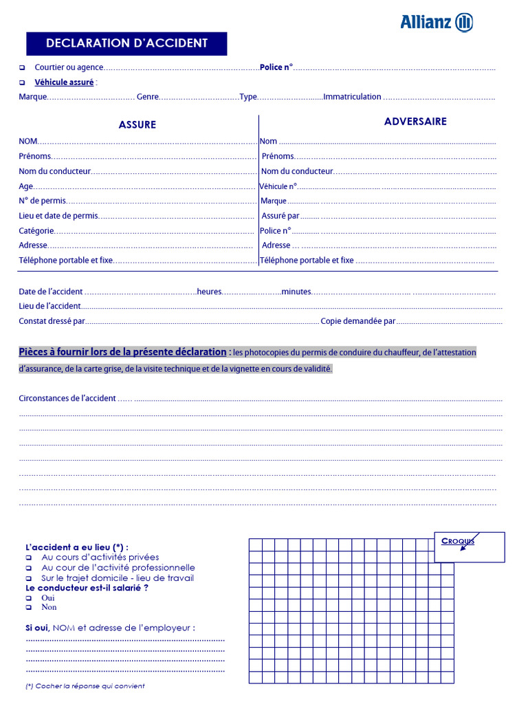 Fiche de Declaration de Sinistre | PDF