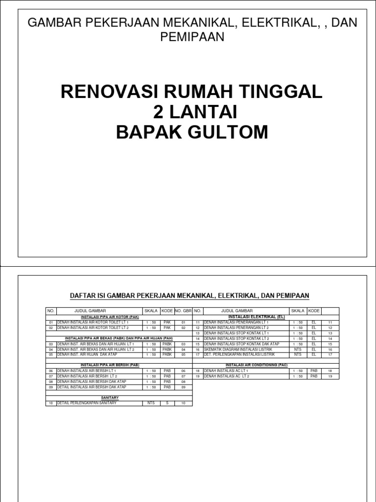 Gambar MEP Renovasi Rumah BPK Gultom | PDF