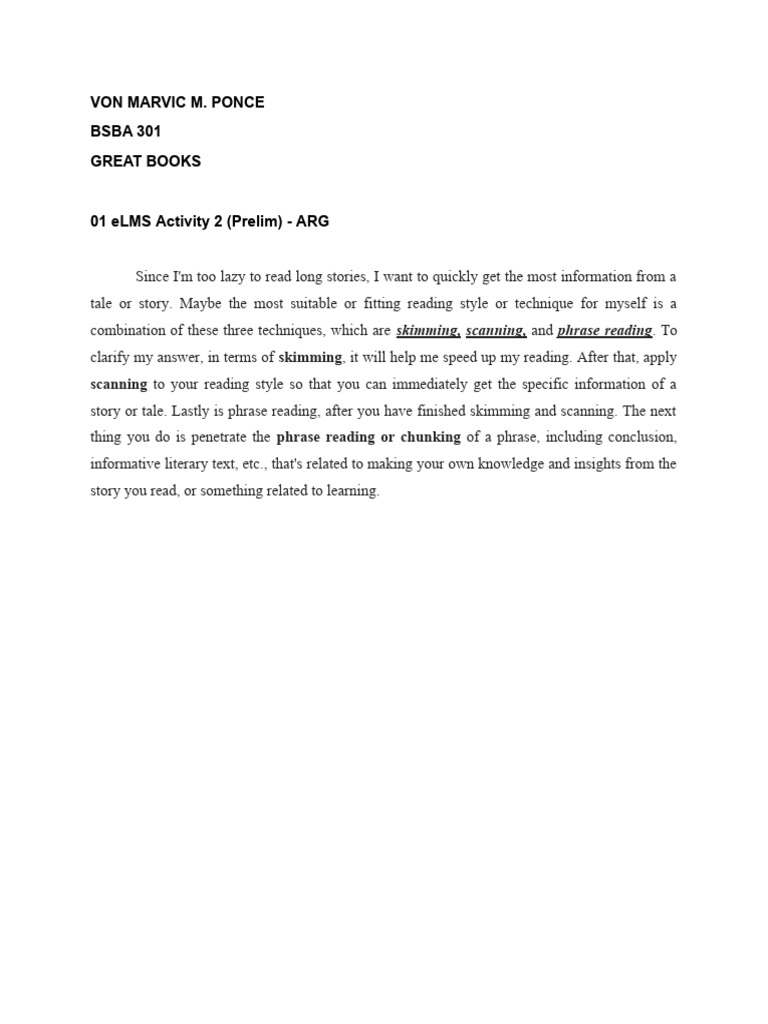 01 Elms Activity 2 (Prelim) - Arg - Great Books - Ponce | PDF