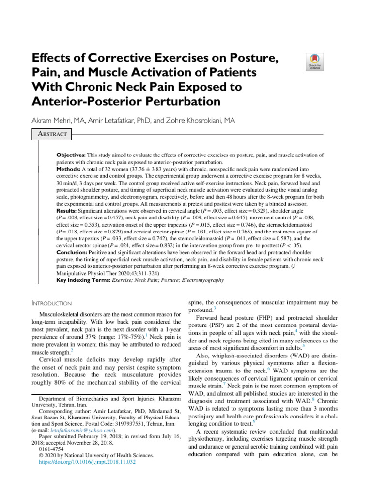 Corrective Exercises Improve Neck Pain | PDF