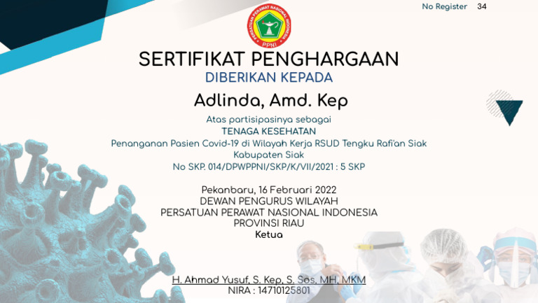 SERTIFIKAT PELAYANAN COVID - Adlinda, Amd. Kep | PDF