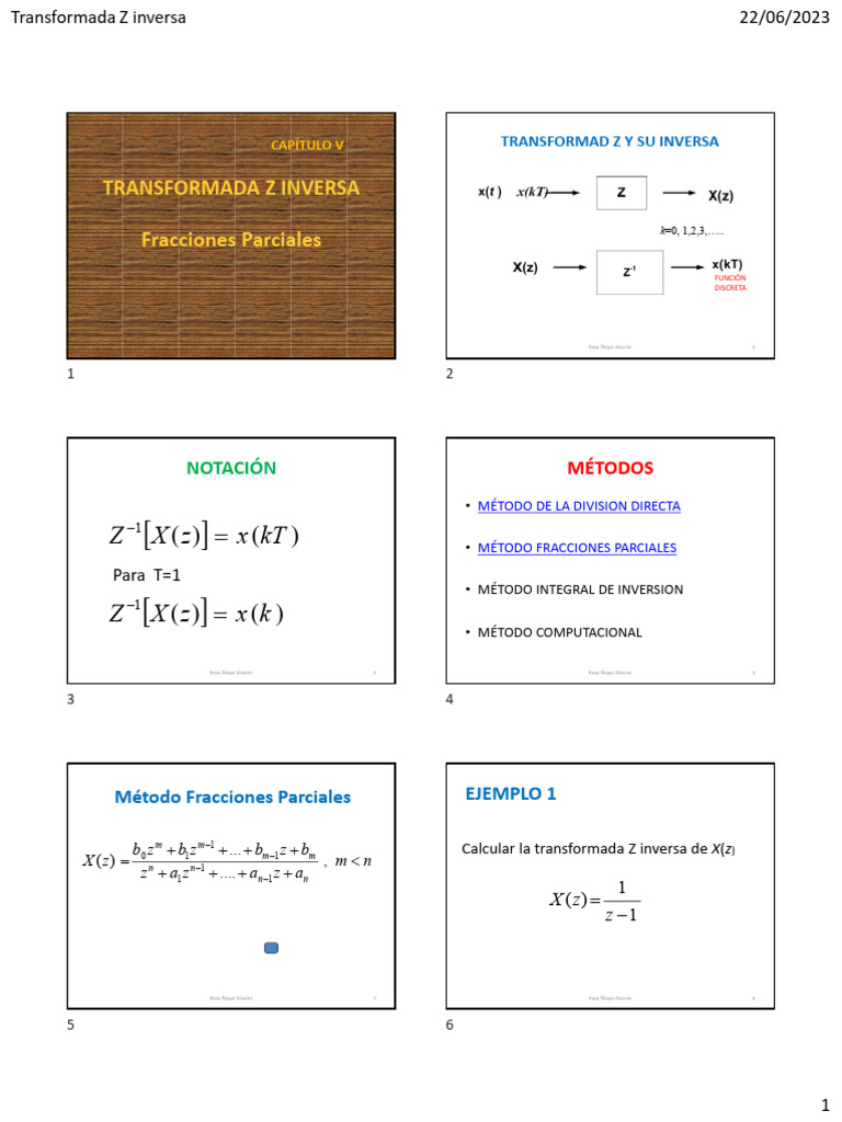 Métodos para Transformada Z Inversa | PDF | Objetos matemáticos ...