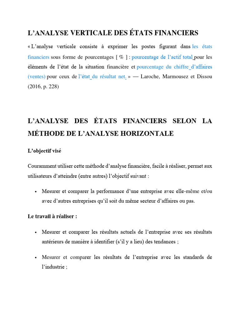 L'Analyse Verticale Et Horizontale | PDF