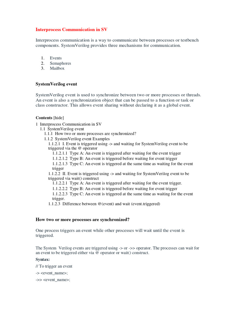 Interprocess Communication in SV | PDF | Data Type | Information Technology