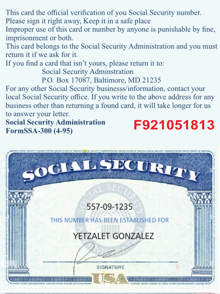 Social Security Card Back Information | PDF