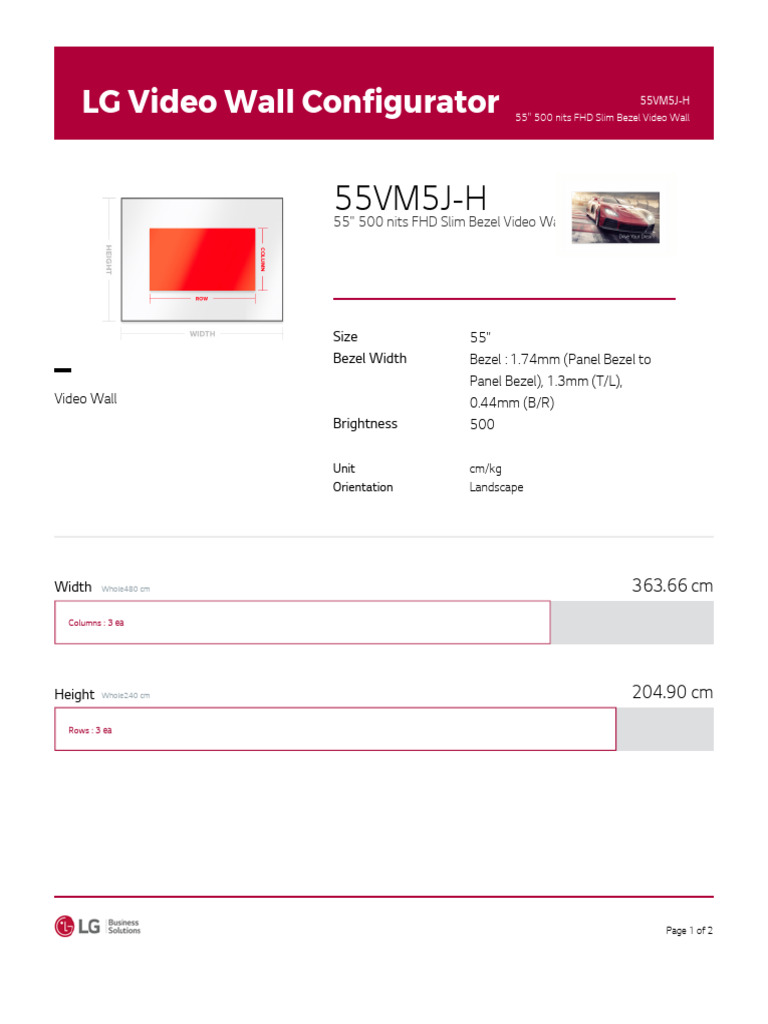 LG Video Wall Configurator - WallSize | PDF