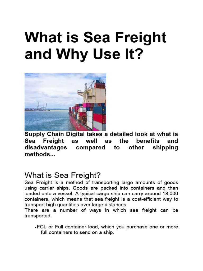 What Is Sea Freight and Why Use It | PDF | Cargo | Containerization