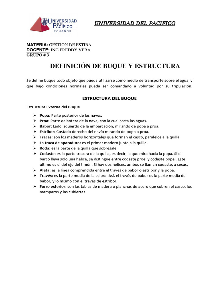 DEFINICIÓN DE BUQUE Y ESTRUCTURA | PDF | Buques | Popa