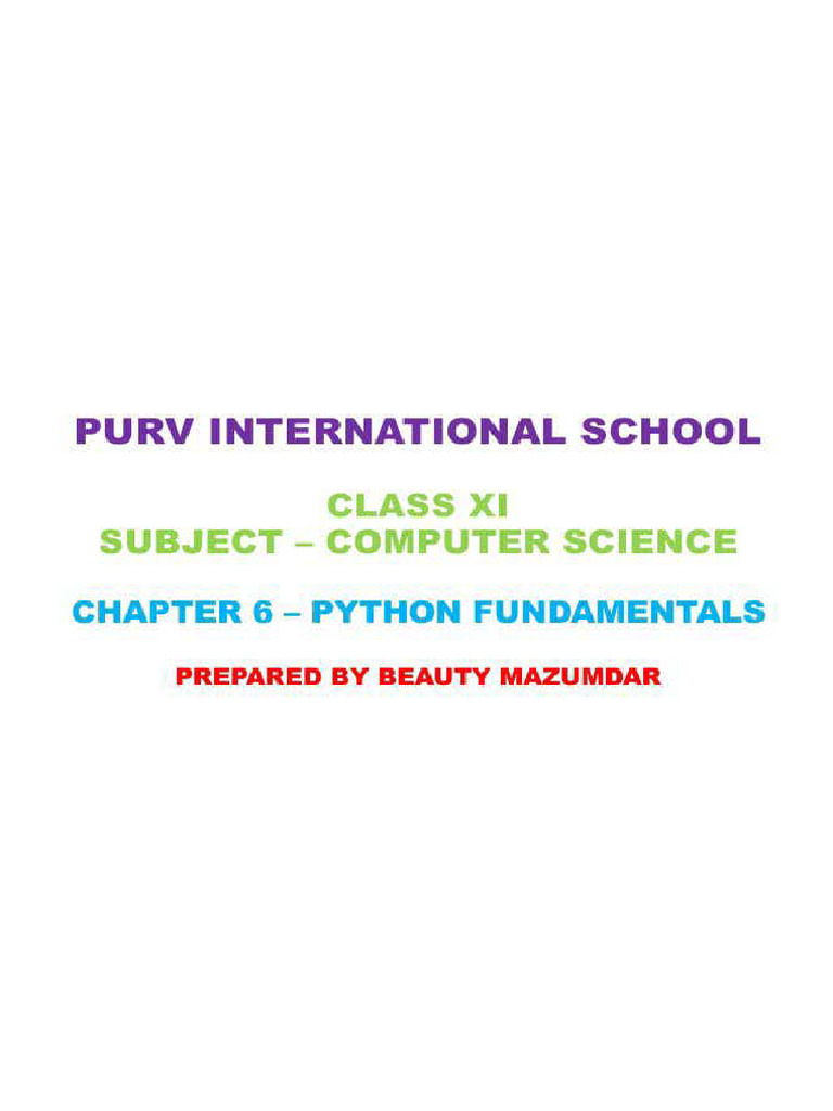 Ch-6 Python Fundamentals | PDF