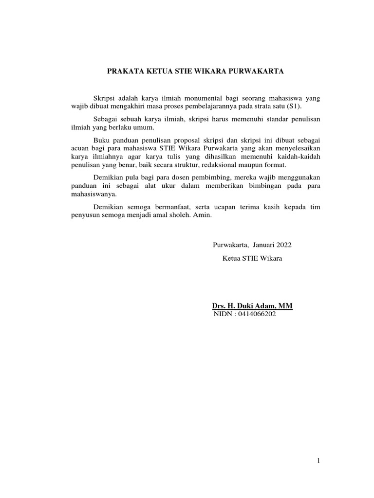 Panduan Penulisan Skripsi STIE-Wikara | PDF