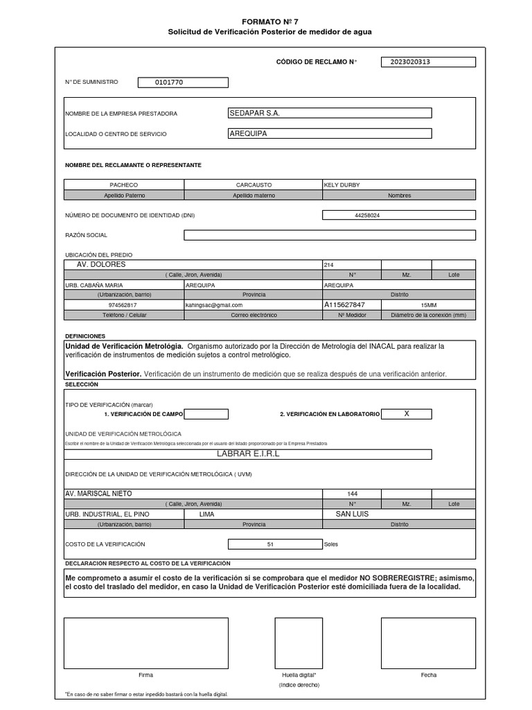 Formato #07. Verificacion Posterior | PDF