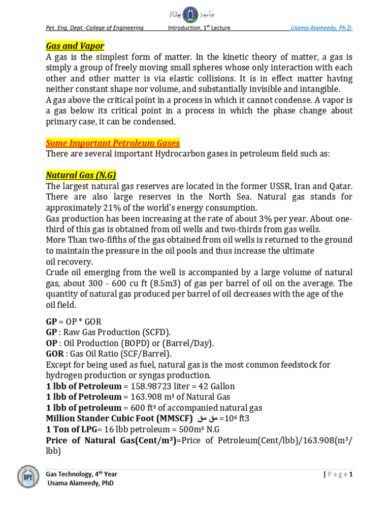 Introduction To Gas Technology | PDF | Natural Gas | Liquefied ...