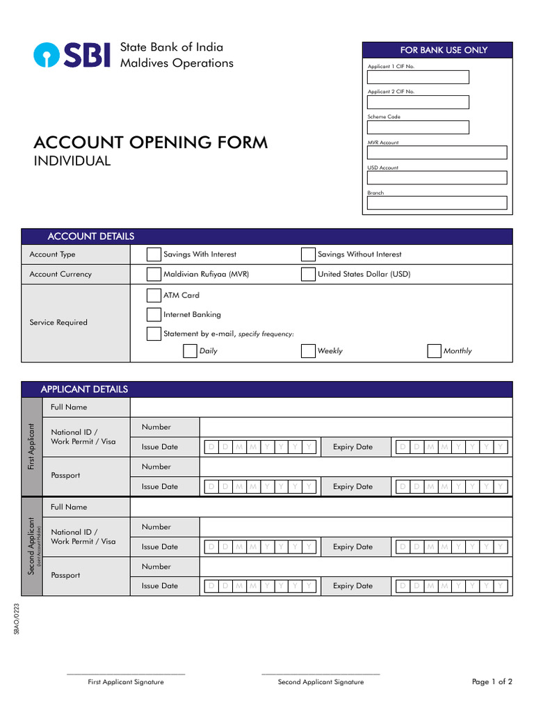 State Bank Account Opening Form | PDF | Banks | Visa Inc.