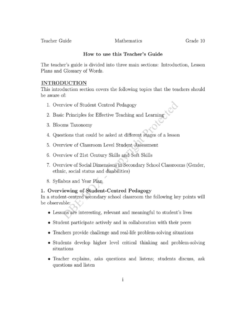 Grade 10 Mathematics (Teachers Guide) | PDF Grade 10 Mathematics (Teachers Guide) | PDF