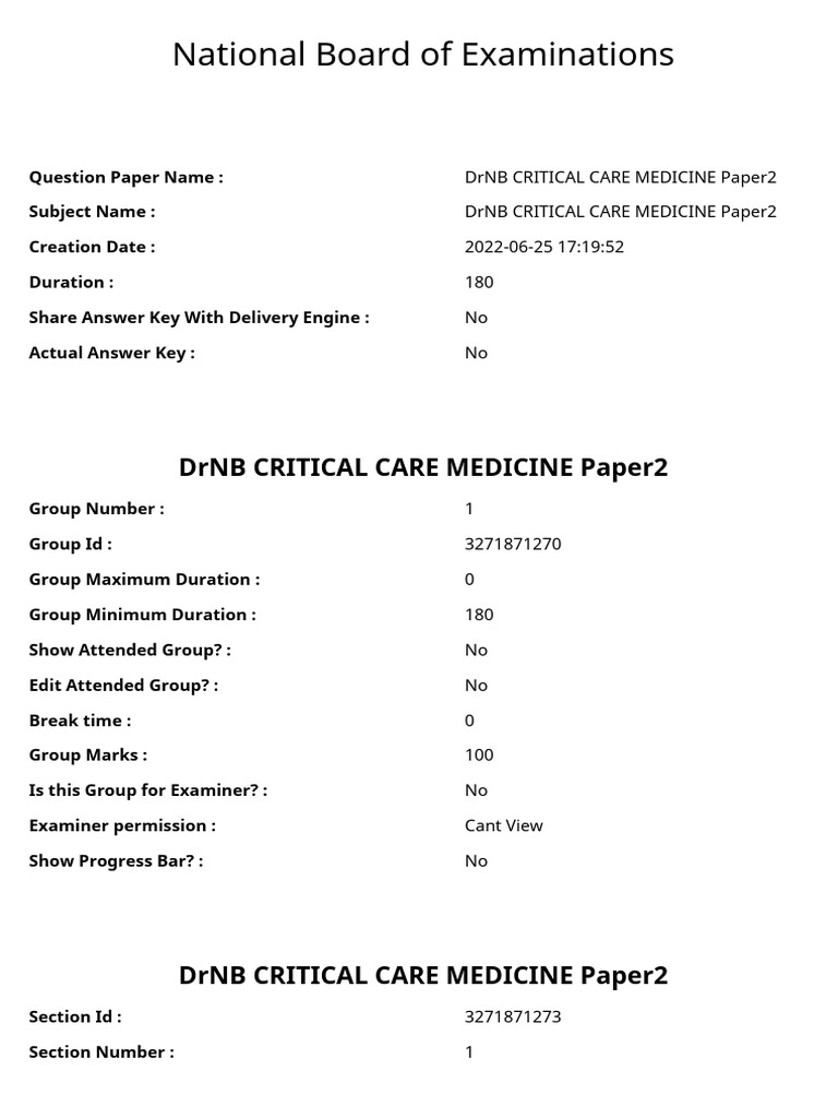 DNB Critical Care Medicine Paper2 | PDF